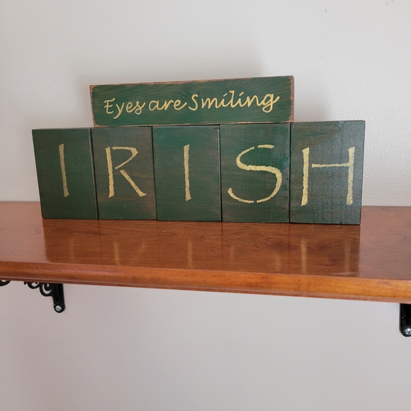 Accents | Irish Decor Green And Gold Wooden Blocks | Poshmark